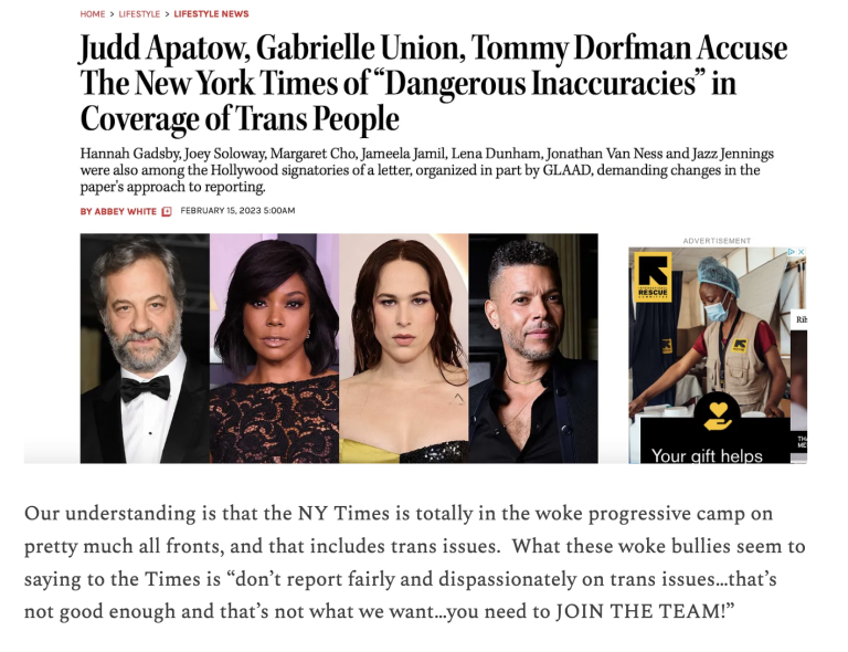 Raquel Welch; Hillbilly vs. Irish; Trans Goons Try to Muscle N.Y. Times ...