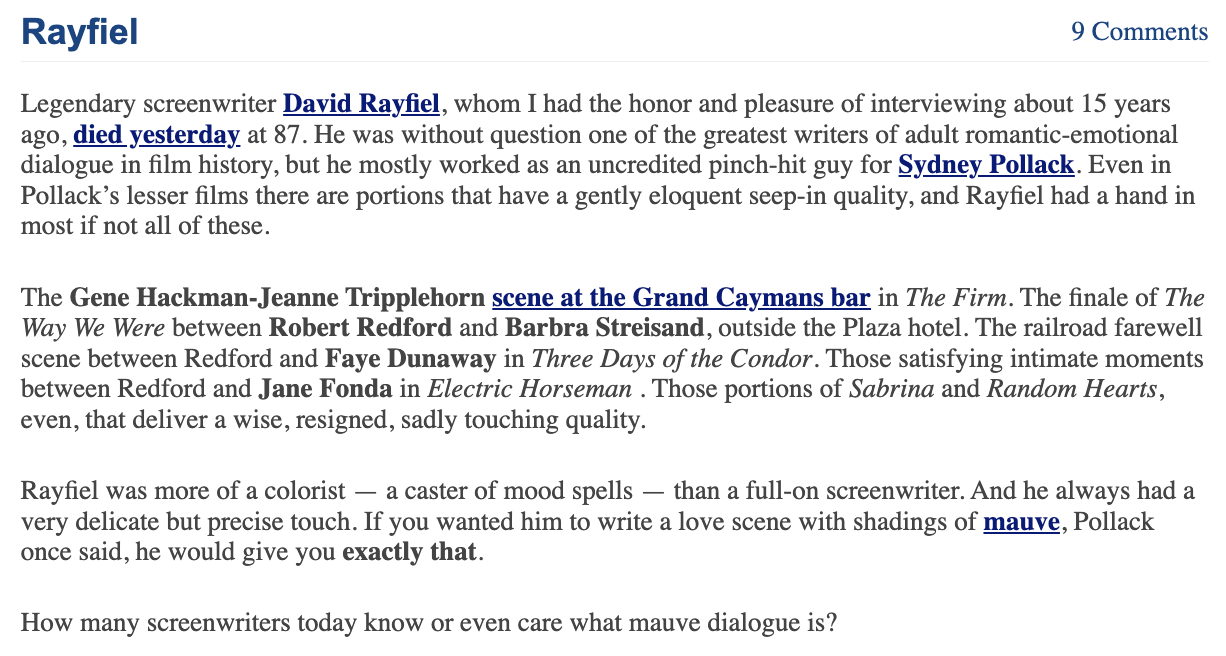 Rayfiel’s “Ferrari” History – Hollywood Elsewhere