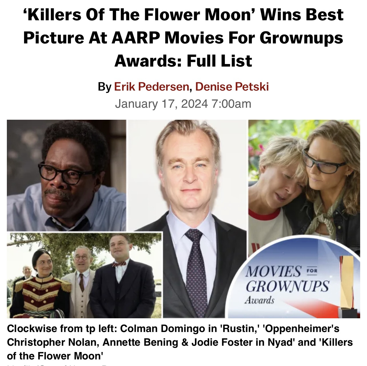 Nolan, Bening & Foster Aside – Hollywood Elsewhere